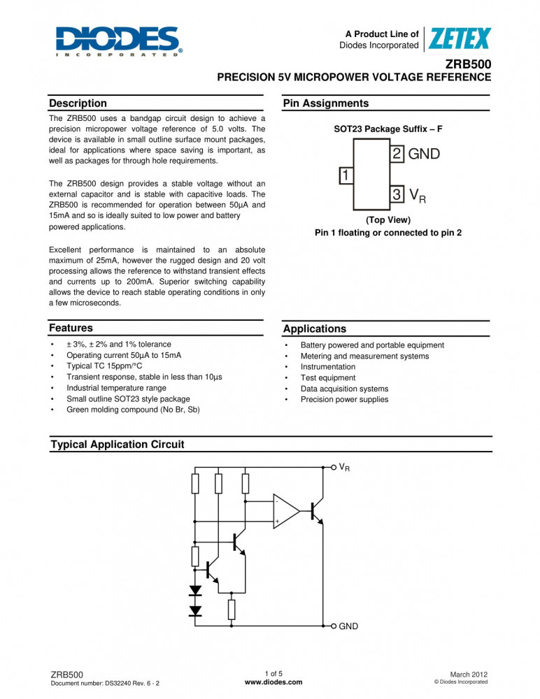 ZRB500F02TA datasheet page 1