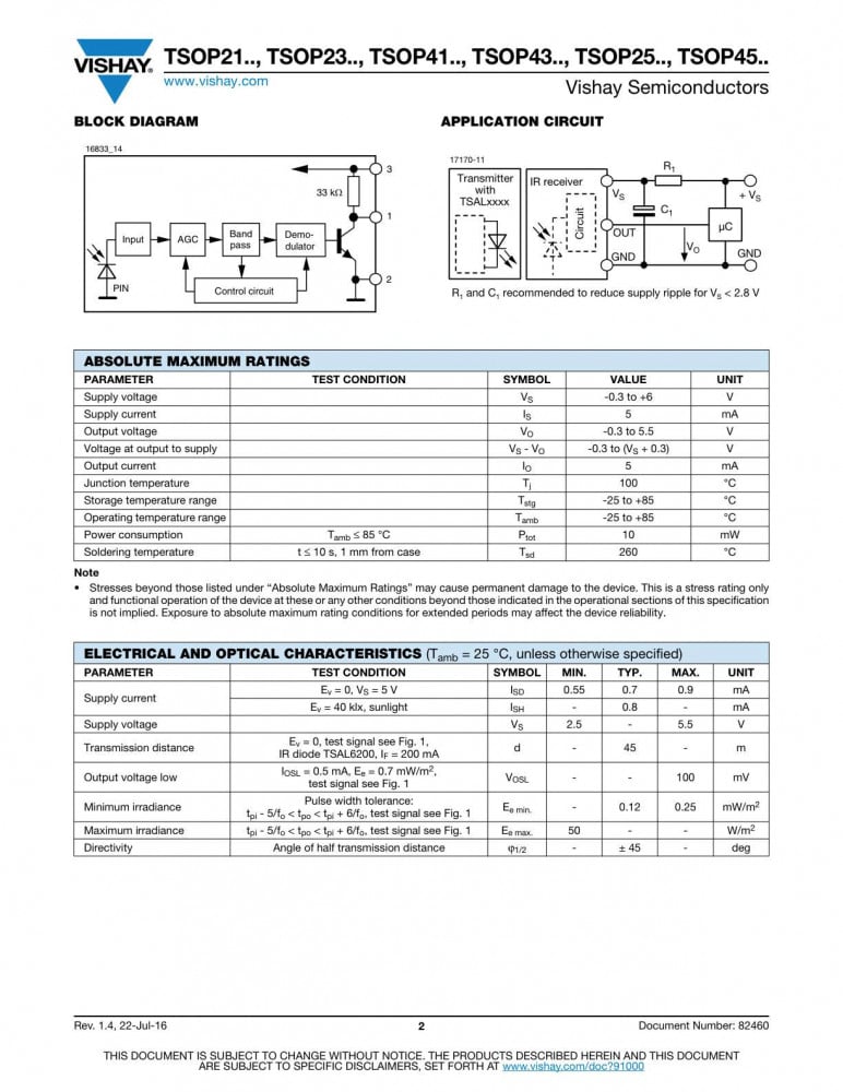 TSOP4138 datasheet page 2