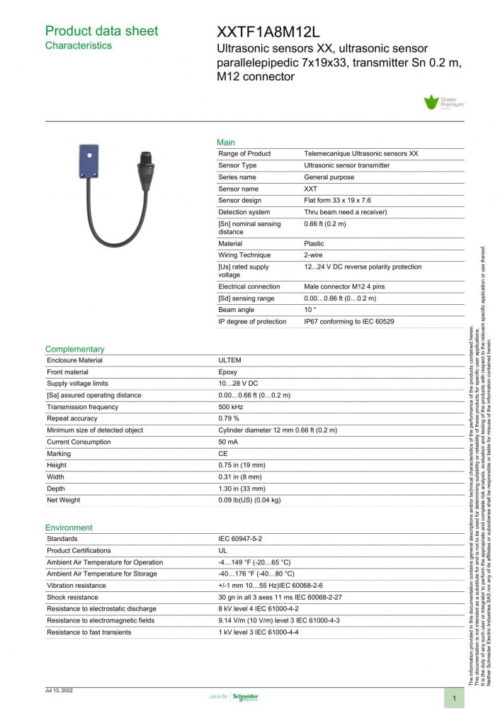 XXTF1A8M12L technical document page 1