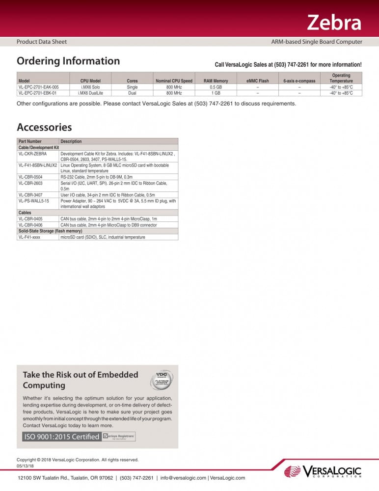 VL-EPC-2701 Zebra product documentation, page 4
