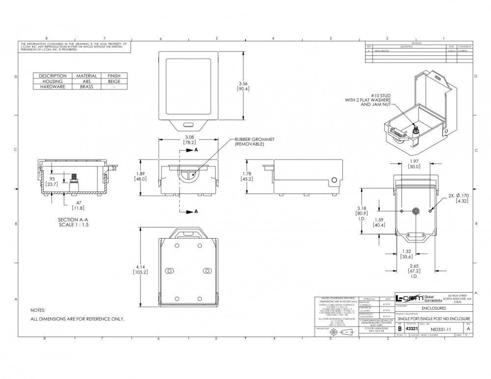 L-com NID331-11 technical drawing