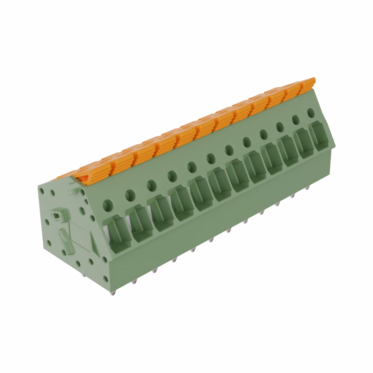 5.00mm Pitch Lever Activated Fixed Mount PCB Terminal Block, 35° Wire Entry, 12 Circuits for sale