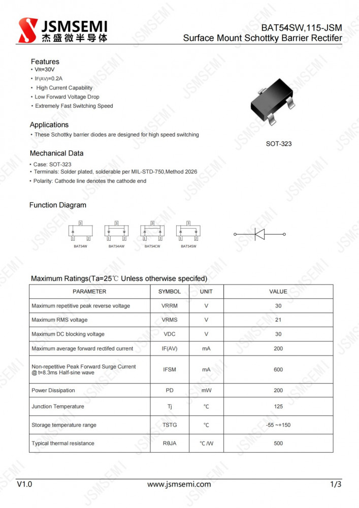 BAT54SW,115-JSM datasheet page 1