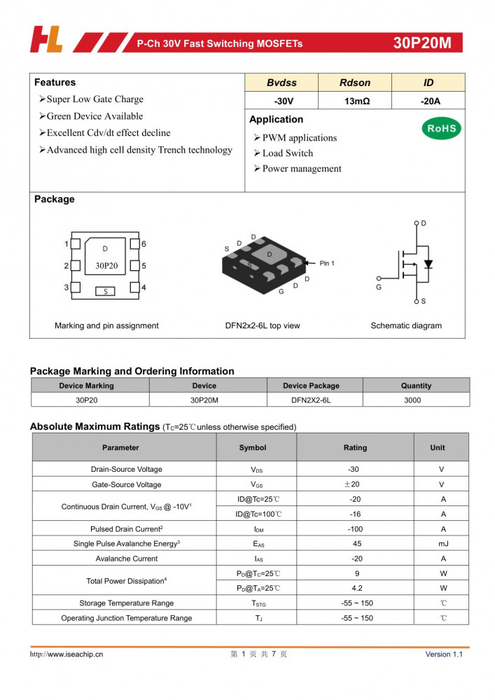 HL 30P20M datasheet page 1