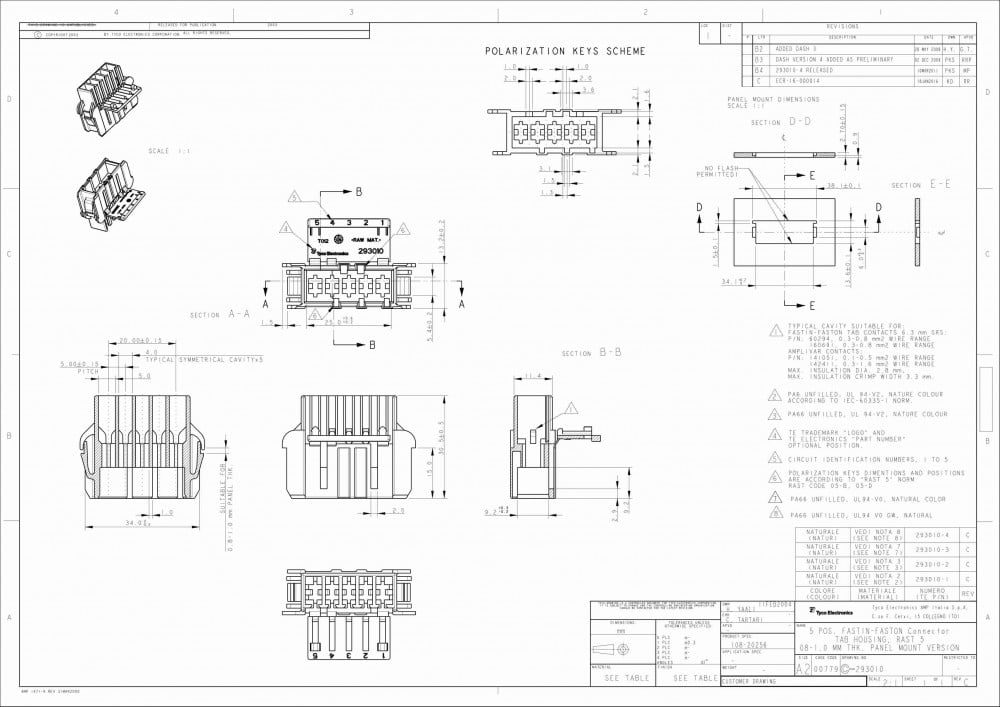 TE Connectivity 293010-1 technical document preview