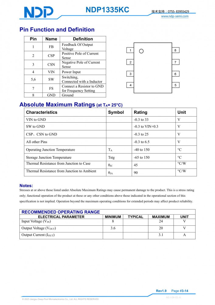 NDP1335KC datasheet page 3