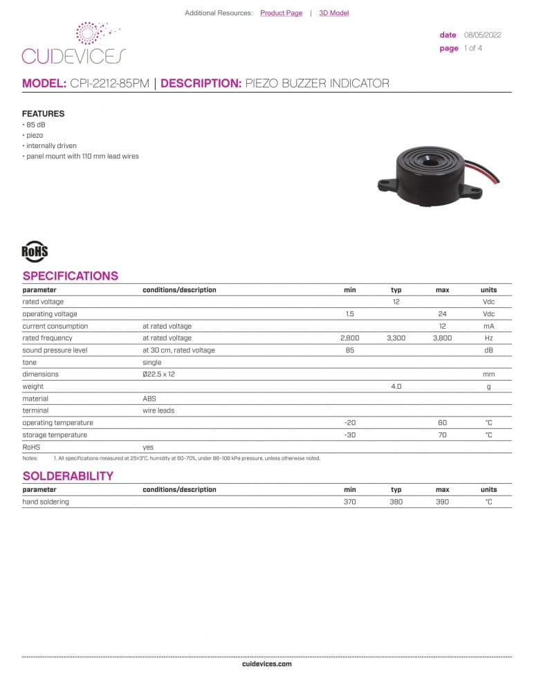 CPI-2212-85PM datasheet page 1