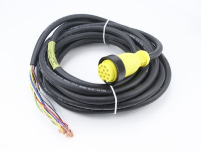 Mini-Change C-Size Double-Ended Cordset, 10 Poles, Male (Straight) to Female (Straight), 16 AWG, Yellow TPE Cable, 15.0m (49.21') Length