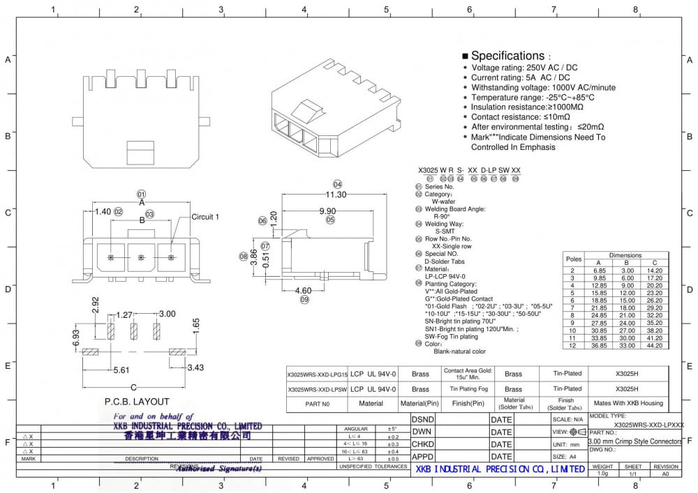 X3025 connector technical document page 6