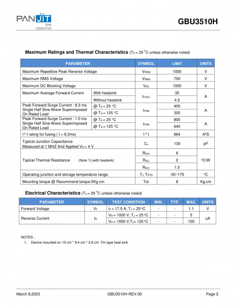 GBU3510H datasheet page 2