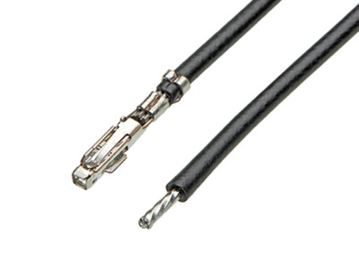 Pre-Crimped Lead iGrid-Female-to-Pigtail, Gold (Au) Plating, 450.00mm Length, 24 AWG, Black