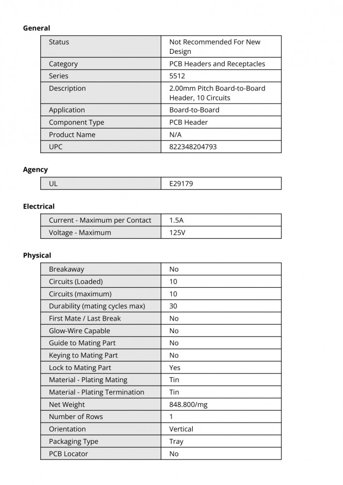 Technical document page 2 for MOLEX 39352100