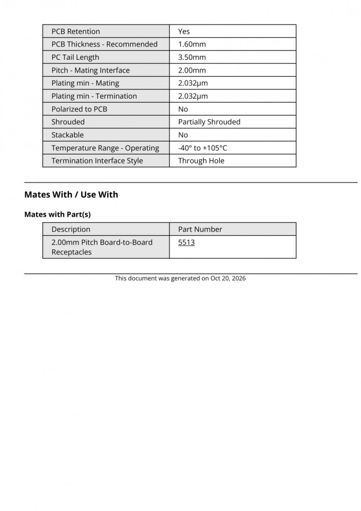 Technical document page 3 for MOLEX 39352100
