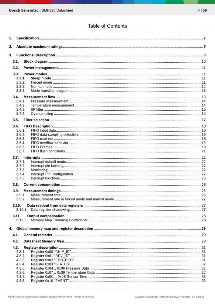 BMP390 datasheet page 4