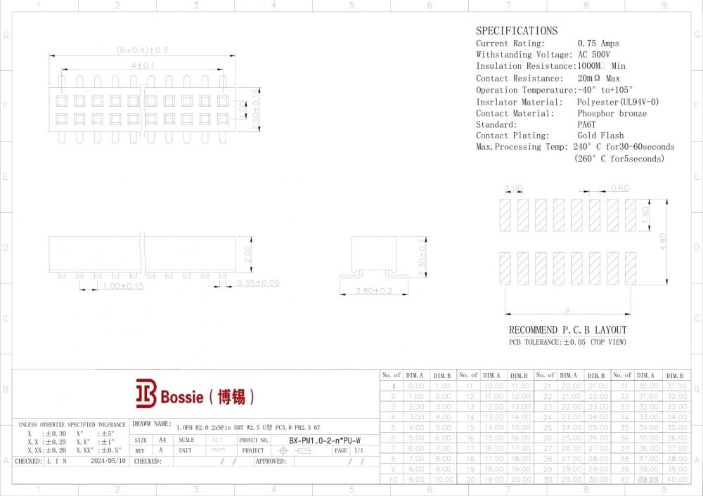 BX-PM1.0-2-18PU-W technical drawing and specification page
