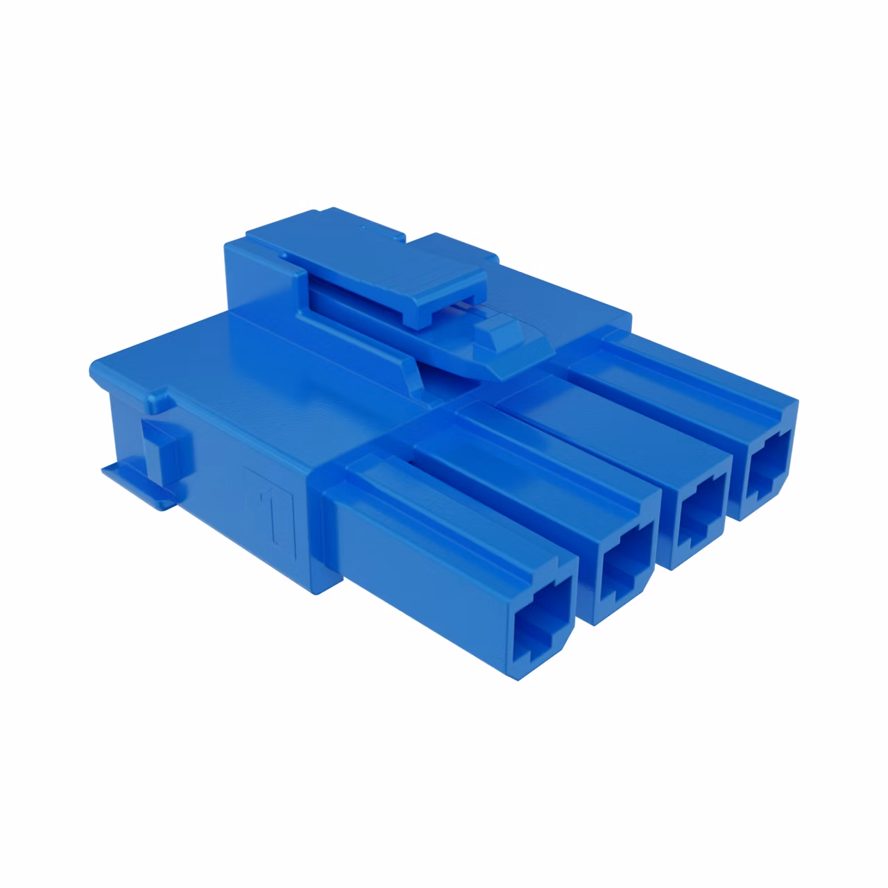 Mega-Fit ColorLock Tangless TPA-Capable Receptacle Housing, Single Row, 4 Circuit, UL 94V-0, Glow-Wire Capable, Blue for sale