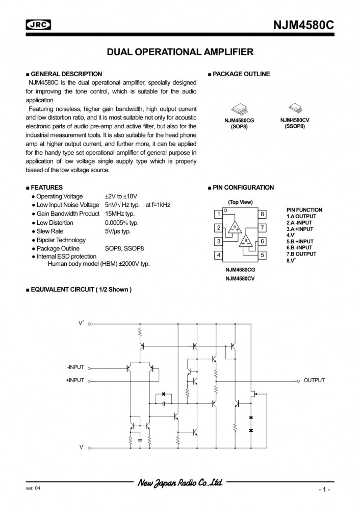 NJM4580C datasheet page 1
