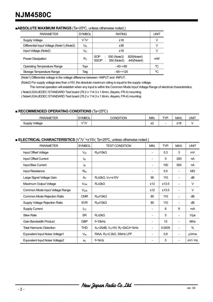 NJM4580C datasheet page 2