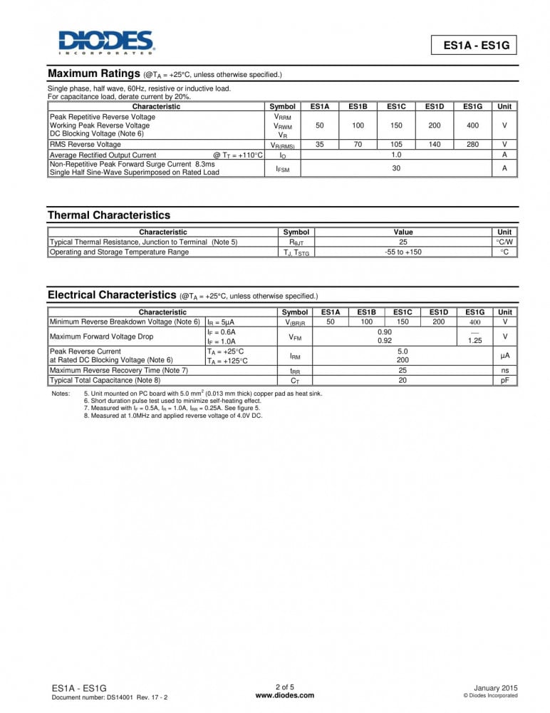ES1G-13-F datasheet page 2