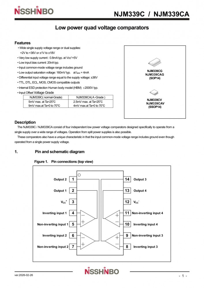 NJM339CA technical document page 1