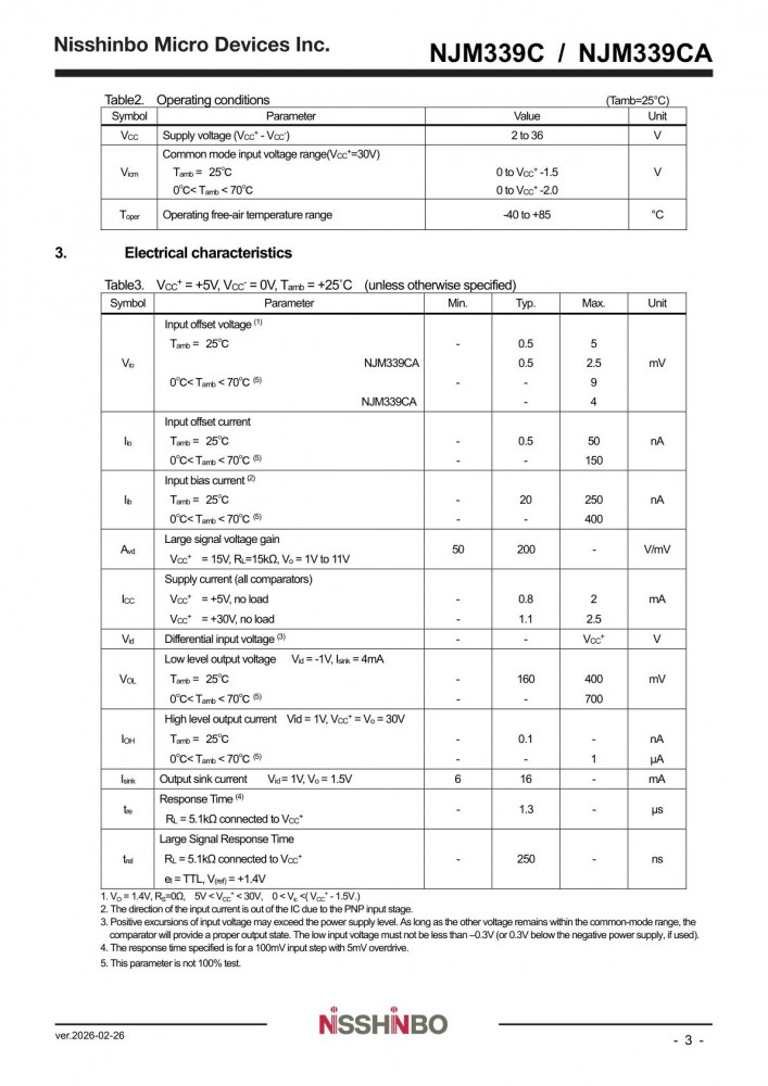NJM339CA technical document page 3