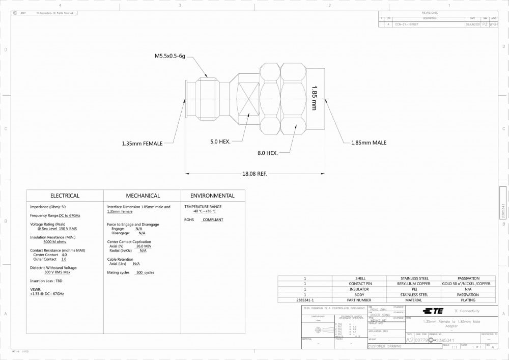 TE Connectivity 2385341-1 technical drawing preview