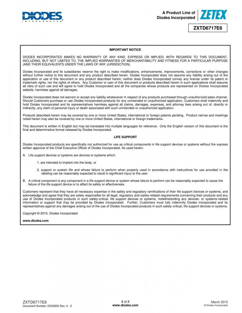 ZXTD6717E6TA datasheet page 8
