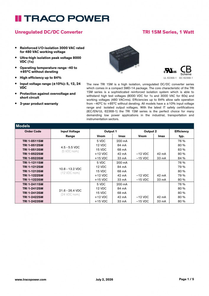 TRI 1SM technical document page 1