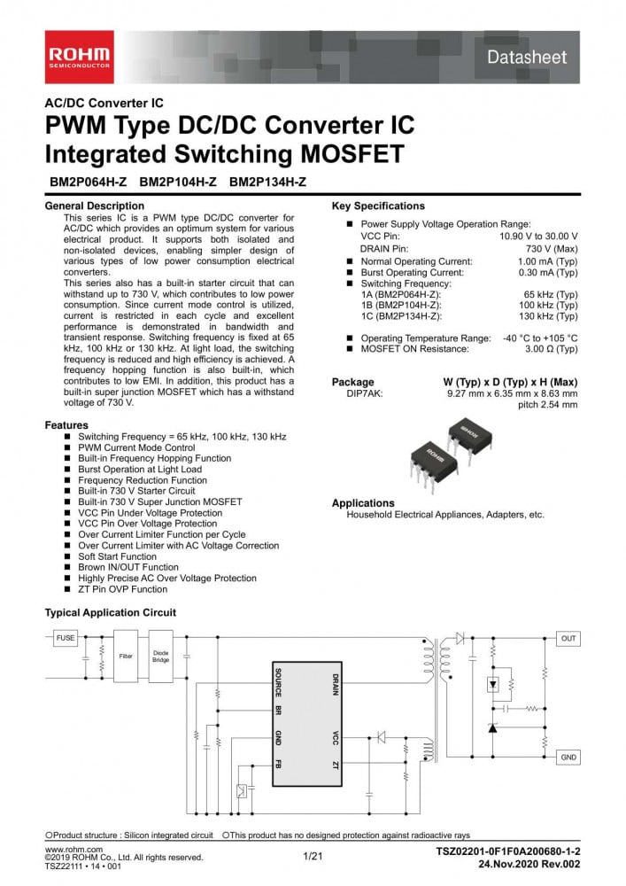 BM2P104H-Z datasheet page 1