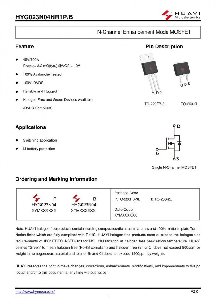 HYG023N04NR1B datasheet page 1