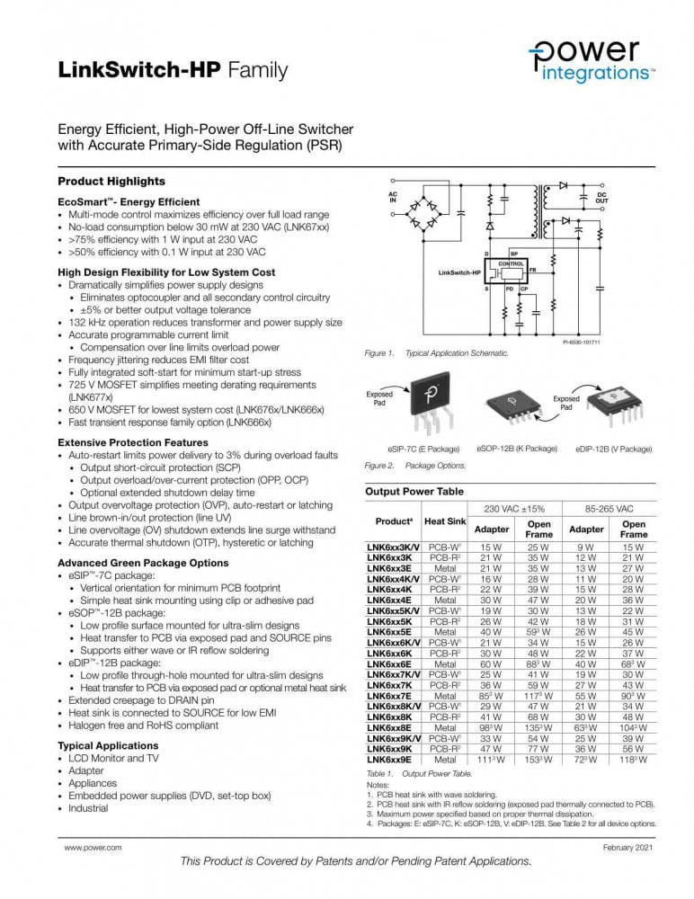 LNK6779K technical document page 1