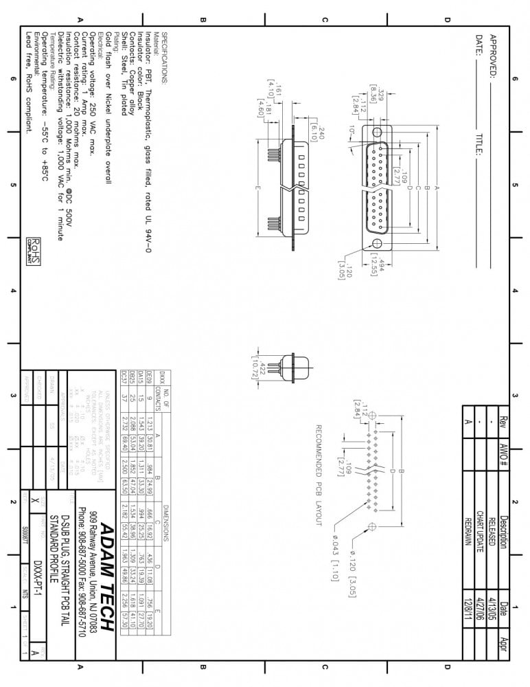 DA15-PT-1 technical drawing preview