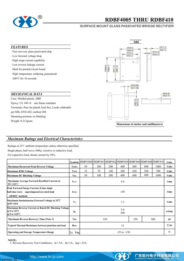 JUXING RDBF410 datasheet page 1