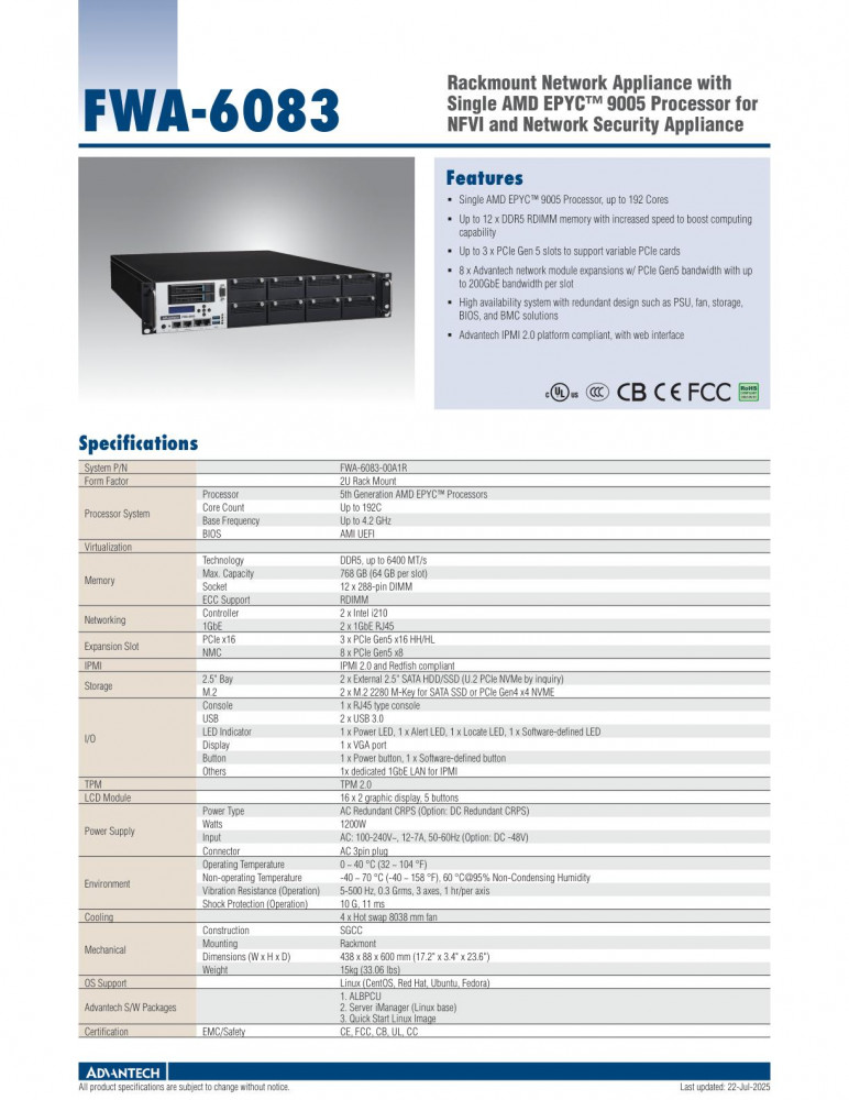 FWA-6083 product documentation page 1
