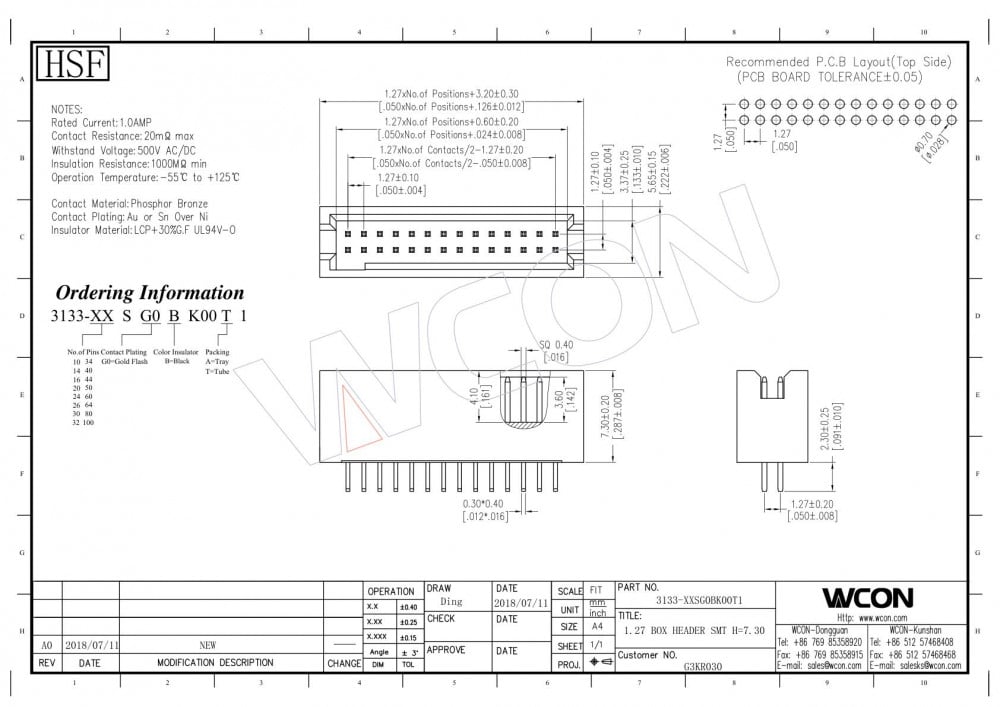 Wcon 3133-20SG0BK00T1 technical drawing