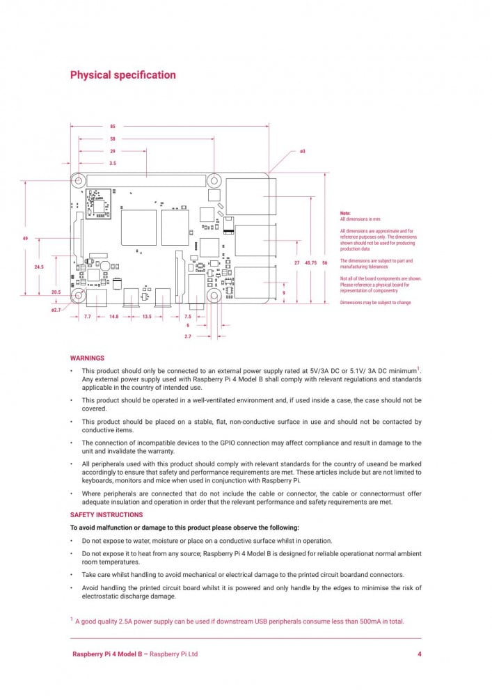 Raspberry Pi 4 Model B document page 4