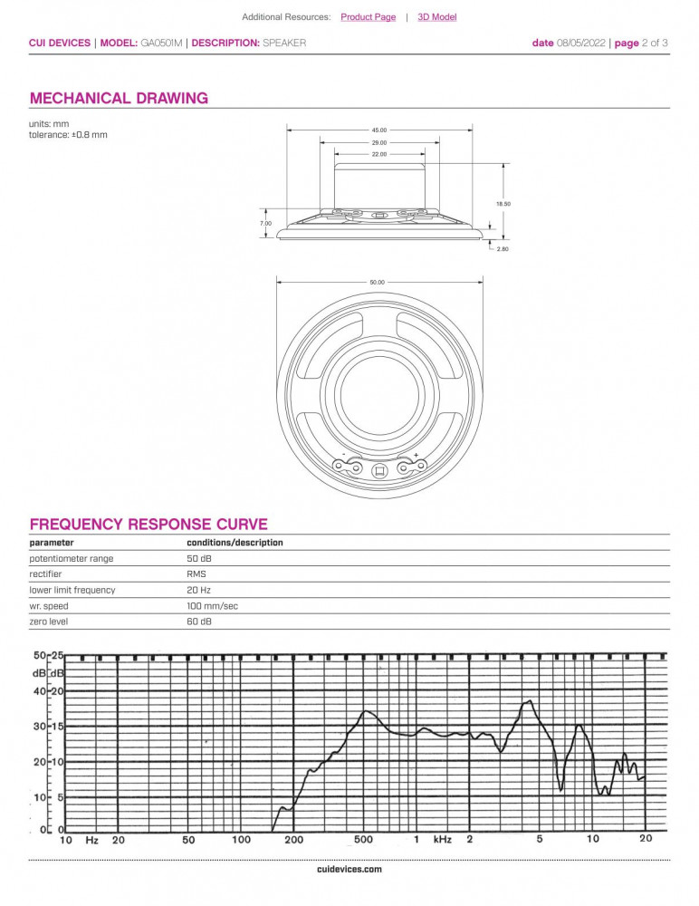 GA0501M mechanical drawing