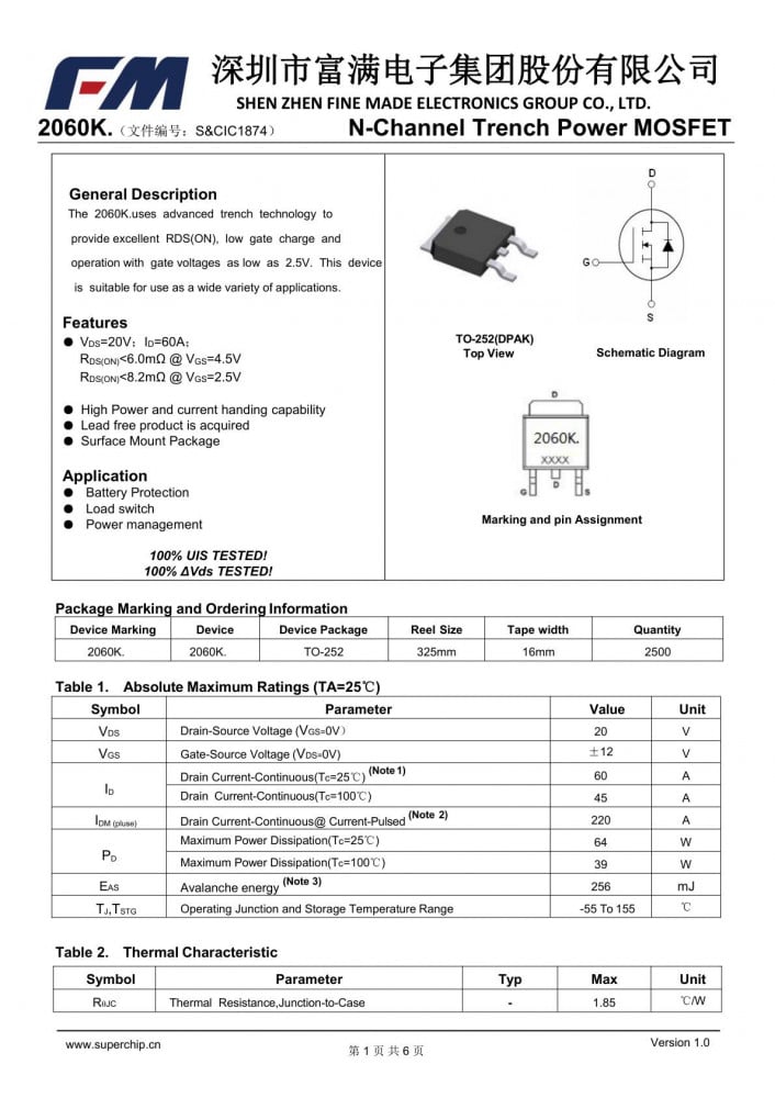 FM 2060K datasheet page 1
