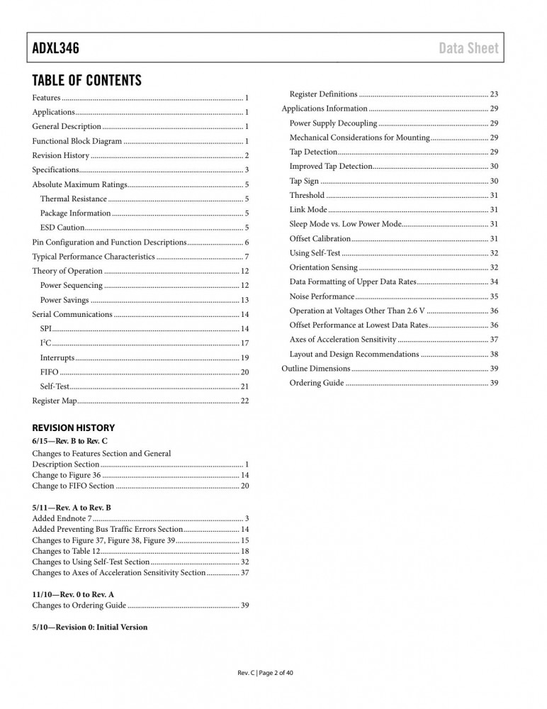 ADXL346 datasheet page 2