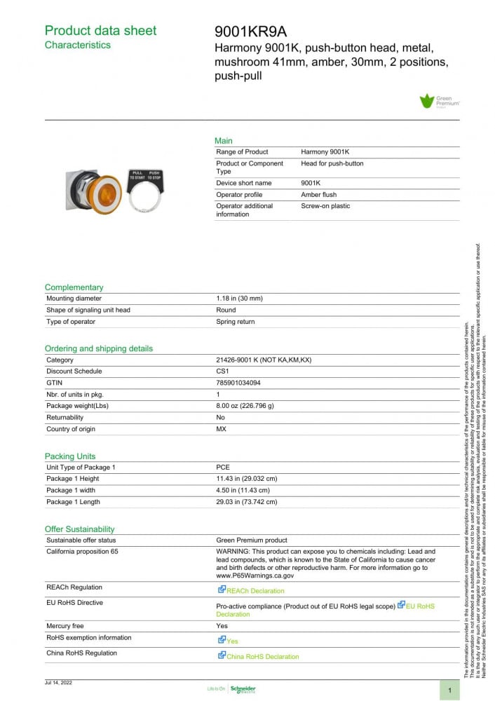 9001KR9A technical document page 1