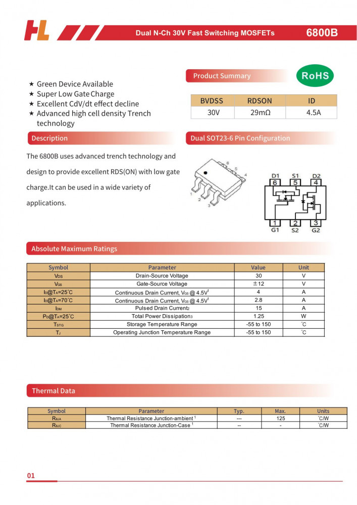 HL 6800B datasheet page 1
