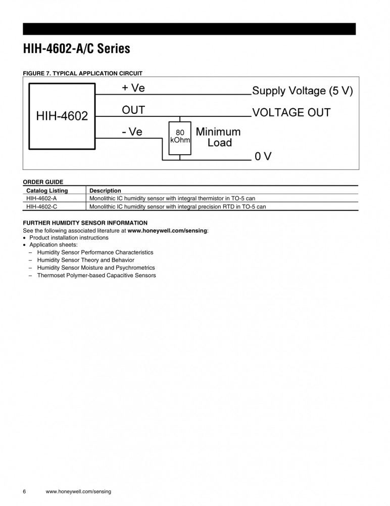 HIH-4602-A datasheet page 6