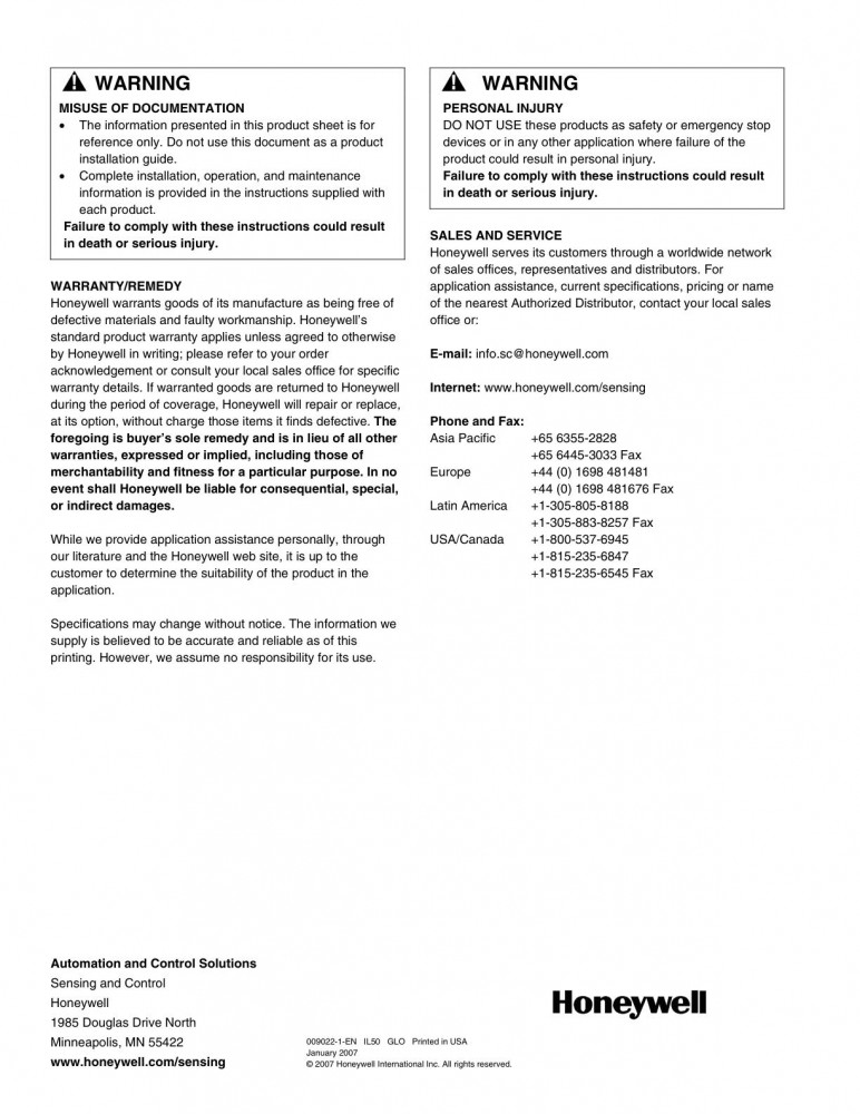 HIH-4602-A datasheet page 8