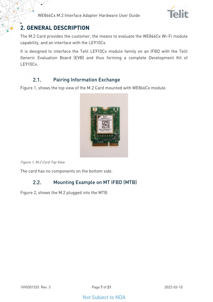 Telit WE866Cx M.2 adapter document page 7