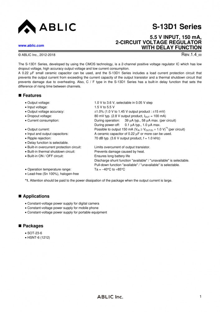 S-13D1 datasheet page 1