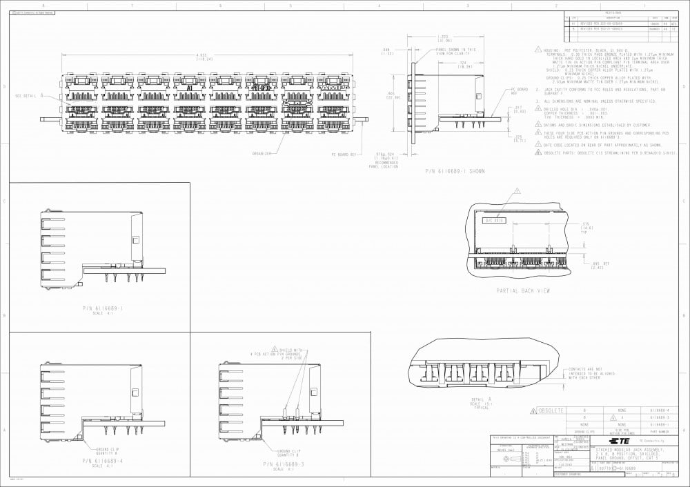 TE Connectivity 6116689-1 controlled drawing sheet 1