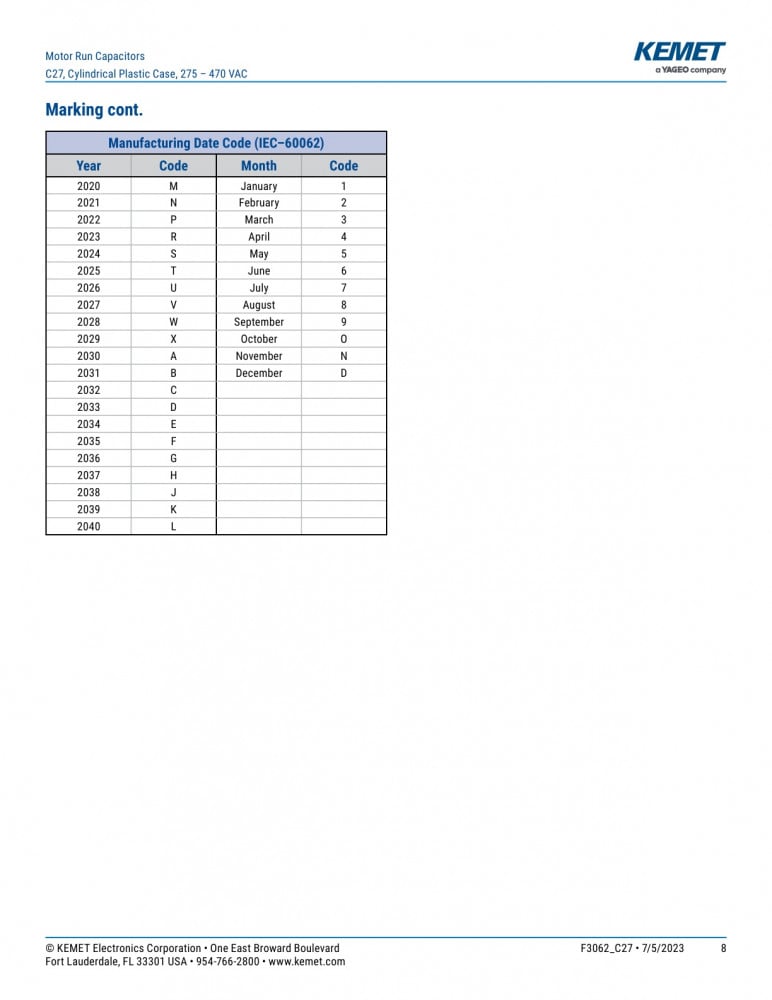 KEMET C27 datasheet page 8
