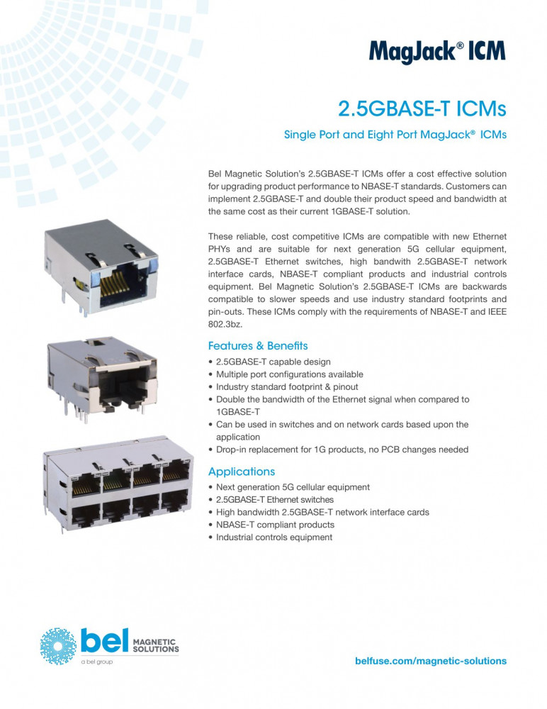 Bel Fuse MagJack ICM technical document page 1