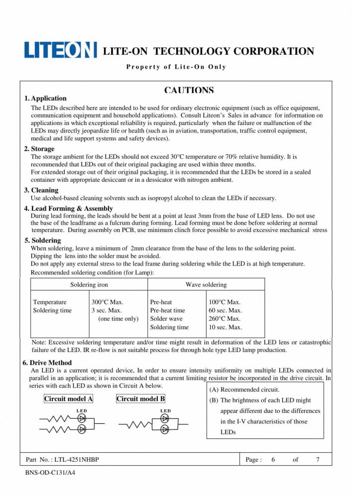 LTL-4251NHBP datasheet page 7