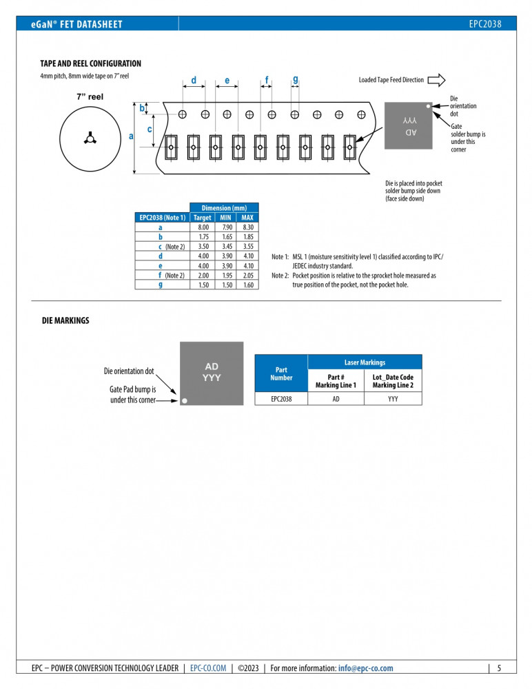 EPC2038 technical document page 5